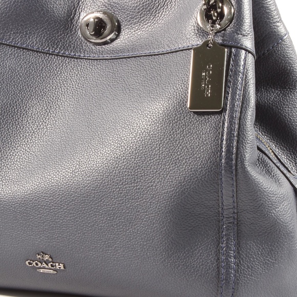 Coach | Bags | Coach Turnlock Edie Shoulder Bag Navy Leather New | Poshmark